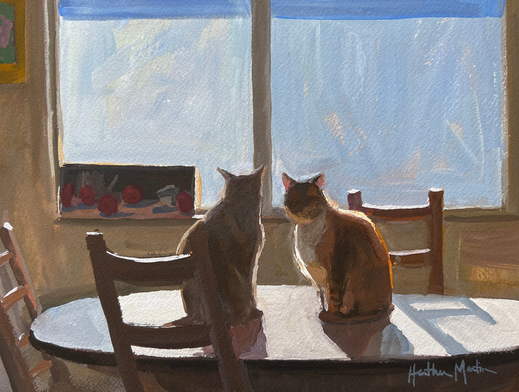 Cat Conversations - Original Gouache Painting – Heather's Fine Art
